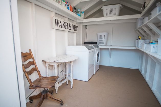 This Amazing Outdoor Laundry Shed keeps Grime at Bay
